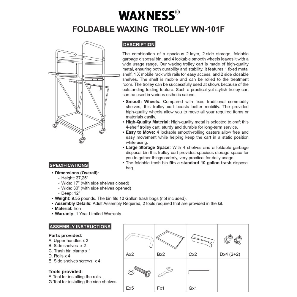 Foldable Waxing Trolley