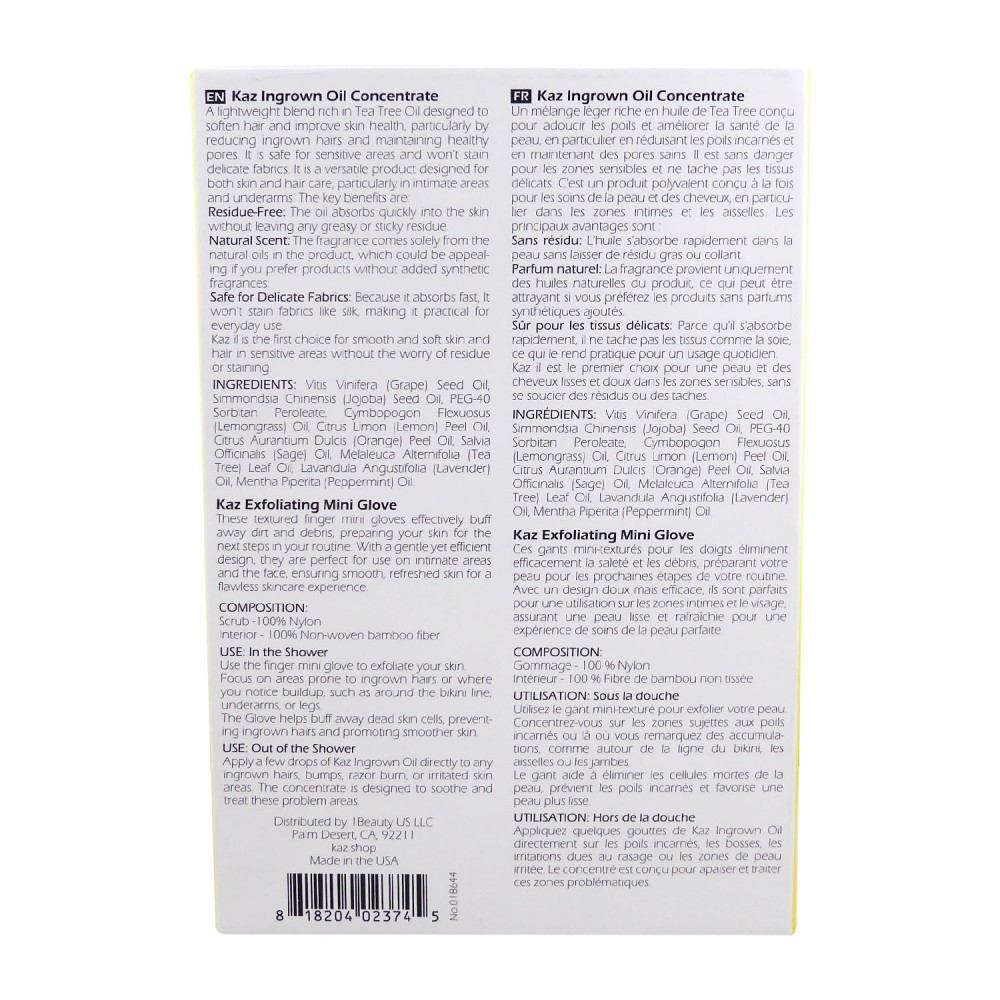 Kaz Natural Ingrown Hair Kit Oil & Mini Glove