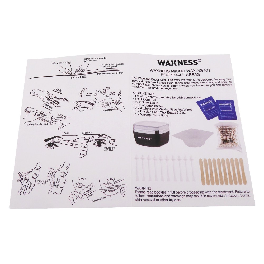 Micro Waxing Kit with Warmer and Small Bag 3.5 Oz of Russian Pearl hard ...